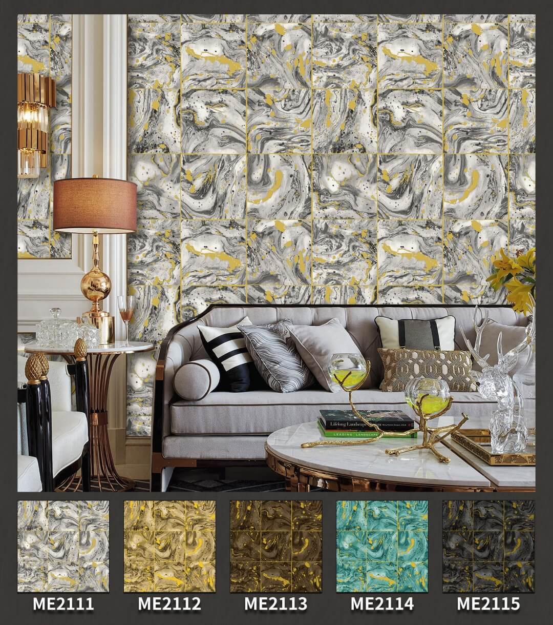 Removable Embossed Geometric PVC Gold Foil Wallpaper from China ...